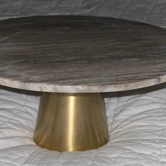 Kitchen | Blue Harbor Collection Grey Marble Cake Stand W Antique Brass ...